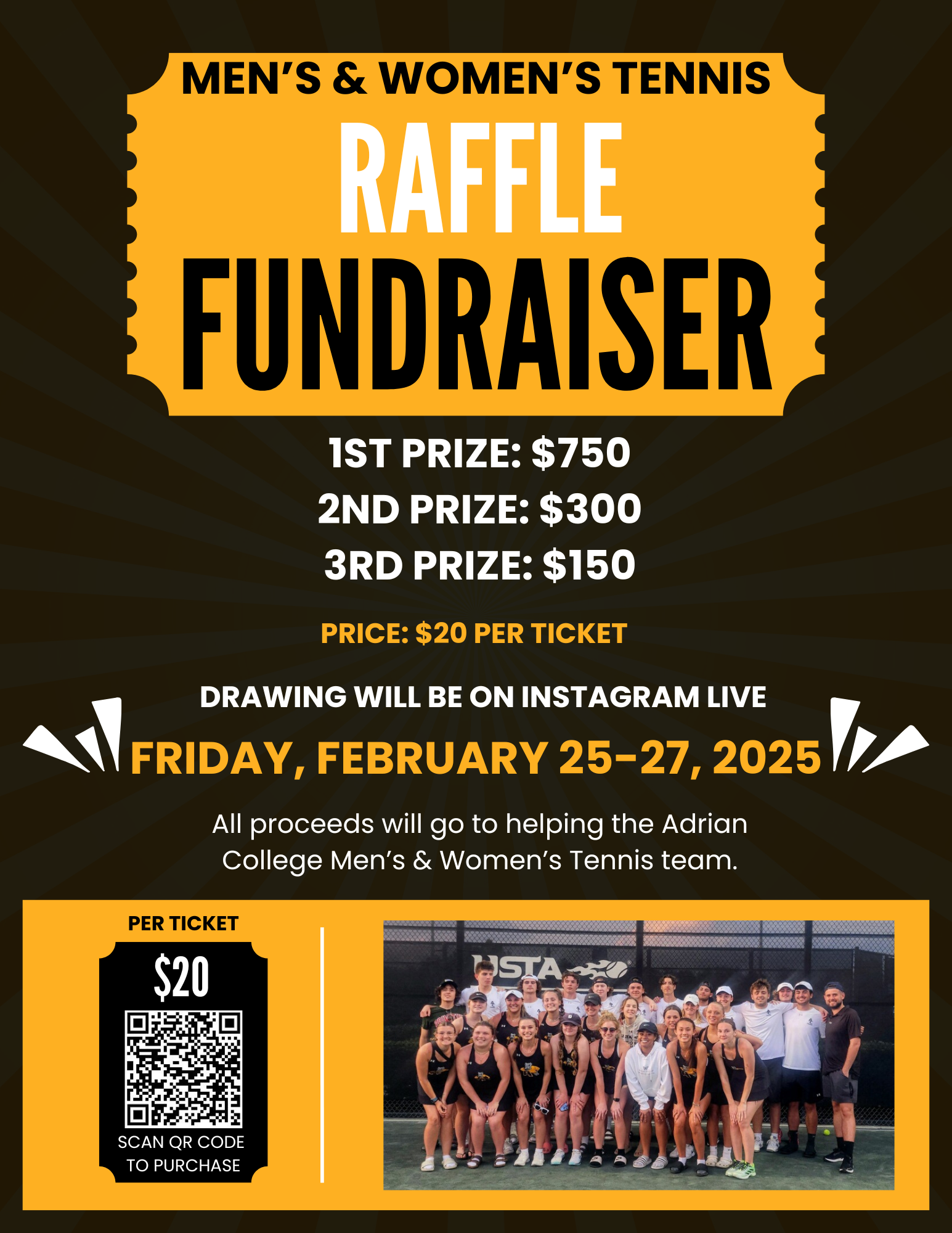 Adrian College: 2025 Men's & Women's Tennis Raffle · GiveCampus